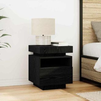 vidaXL Cabinet de Chevet avec tiroir Ch&ecirc;ne noir 40 x 39 x 48.5 cm Vidaxl
