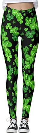 Generic Legging de sport pour femme - Motif Paddystripes - Vert porte-bonheur - Pour yoga, course &agrave; pied, pilates, b, XXL