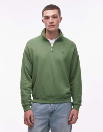 Lacoste Sweat-shirt &agrave; col zipp&eacute; - Vert