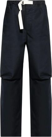 Jil Sander pantalon &agrave; taille ceintur&eacute;e - Bleu