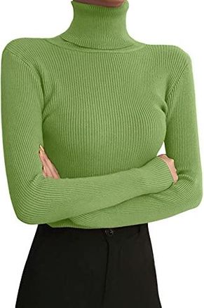 Generic Legging &agrave; col roul&eacute; &agrave; manches longues pour femme - Automne Hiver 2022 - Pull en tricot serr&eacute; avec un pull noir fin sous le revers - Chemise thermique 