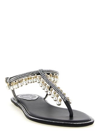 Rene Caovilla Womens Bicolor Viscose Flat Sandals