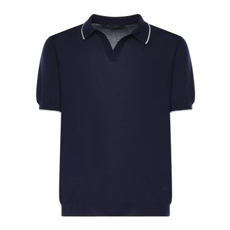 Fay Gestricktes Poloshirt - - Tops - Herren - Blau - L