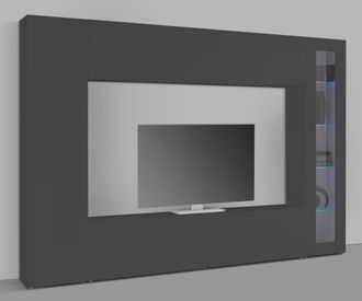 M&ouml;belando Wohnwand >Benevent< (4-teilig) in Anthrazit matt - 260x180x30 (BxHxT)