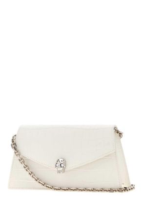 Alexander McQueen Womens White Leather Mini Skull Crossbody Bag Whitesilver Borse A Mano