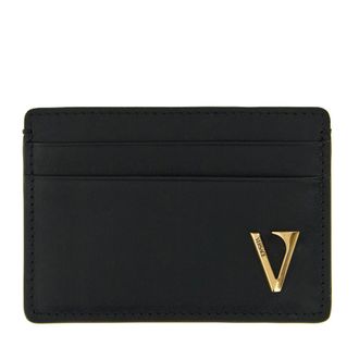 Versace Homme, Accessoires, Noir, Taille: ONE Size Porte-cartes en cuir V