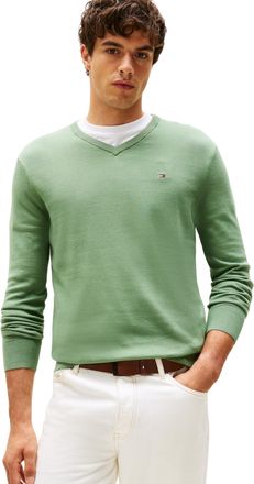 Tommy Hilfiger Herren Essential Cotton V Neck MW0MW14745 Pullover Sweater, Grün, 3XL, Grün (Dusty Meadow), 3XL/Mehr