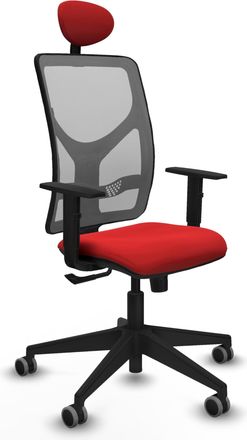 Piqueras y Crespo Stuhl mit leisen Rollen, 1D-Armlehnen, h&ouml;henverstellbare Lendenwirbelst&uuml;tze und festes Kopfteil, ausgestattet mit 3 Positionen und Schneidschaum, Grau