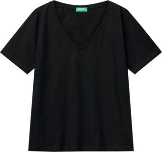 Benetton Damen 3bvxd400h T-Shirt, Schwarz 100, XX-Small