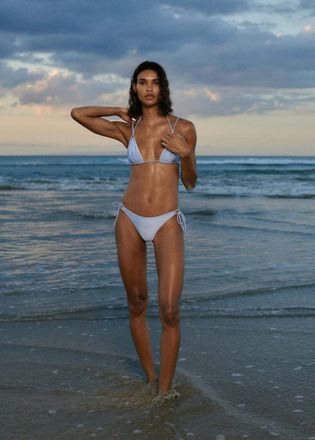 Mango Haut de bikini avec nauds effet satin&eacute; bleu ciel - Femme - XS - MANGO