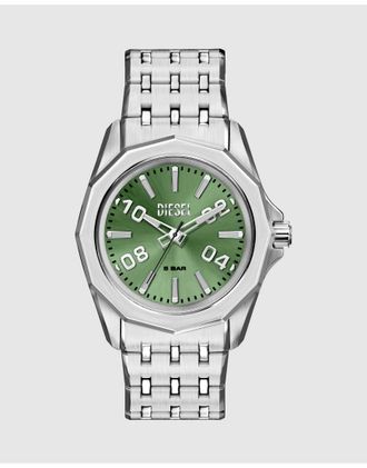 Diesel Stinger - Herrenuhr aus silberfarbenem Edelstahl mit drei Zeigern, DZ2237