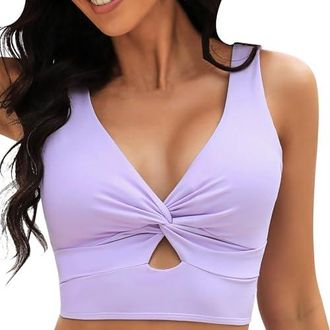 Generic Haut De Maillot De Bain Femme Sexy Push Up Hauts De Bikini avec Rembourrage Chic El&eacute;gant Col en V Hauts De Maillots R&eacute;glables Soutien Gorge Swimwear T