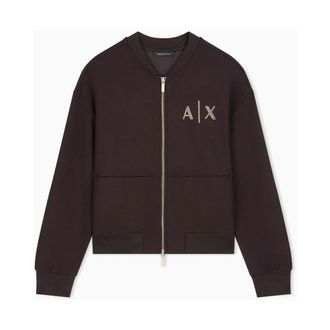 A|X Armani Exchange Bomberjacke aus Scuba-Viskose-Stretch - - Sweatshirts & Hoodies - Damen - Braun - S