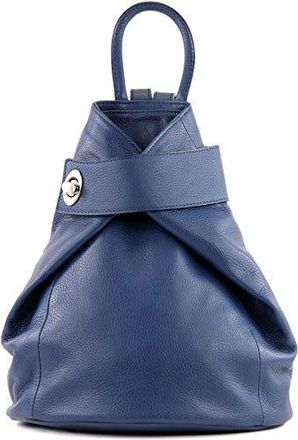 modamoda.de T179 - sac à dos pour femme en cuir italien, Couleur:Bleu Saphir