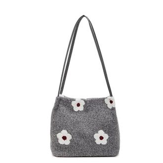 Generic Sac &agrave; main en tissu peluche pour femme - Automne et hiver - Sac fourre-tout pelucheux pour l&eacute;cole, les voyages quotidiens, gris clair, 250*120*230mm