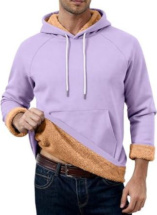 Generic Sweat &agrave; capuche pour homme - Cordon de serrage - T-shirt &agrave; manches longues - Couleur unie - Sweat &agrave; capuche doubl&eacute; - Confortable - Pull en polaire d&eacute;c