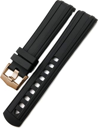 Generic Für Omega 007 Roségold-Schnalle, weiches, wasserdichtes Silikon-Uhrenarmband, 19 mm, 20 mm, 21 mm, Fluorkautschuk-Uhrenarmband