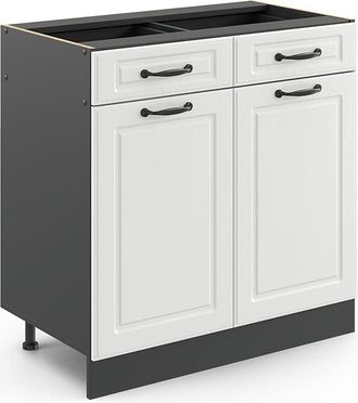 Vicco Küchenunterschrank R-Line, Weiß Landhaus/Anthrazit, 80 cm ohne Arbeitsplatte