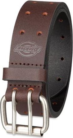 Dickies Double Prong Leather Work Belt - Fully Adjustable, Regular & Big and Tall Sizes Ceinture, Marron, 1X (42-44) Homme