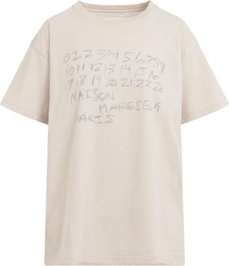 Maison Margiela Femme, Tops, Beige, Taille: 38 FR T-shirt Num&eacute;rique en Coton