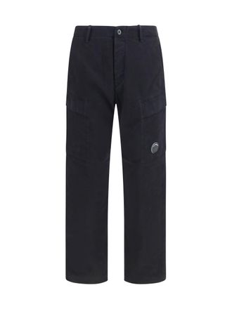 C.P. Company Lens-Detail Cotton Satin Cargo Pants - Black