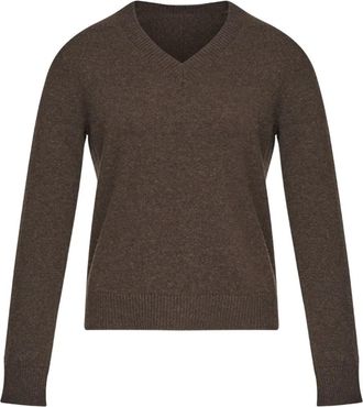 Maison Margiela pull en laine à col v - Marron