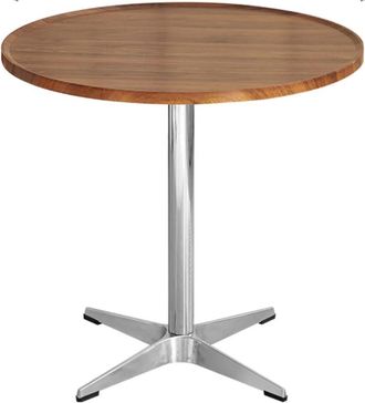 Generic Kleiner runder Esstisch 80 cm mit Beinen aus Aluminiumlegierung Runder Küchentisch aus Holz für 4 Home Wohnzimmer Esszimmer Nussbaum (Größe: 80x80x77c