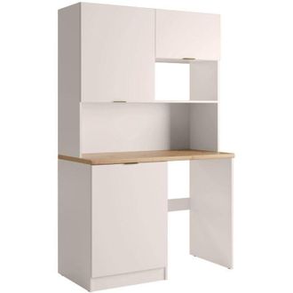 Vente-Unique Vente-unique - Meuble multifonction kitchenette et buanderie - Avec plan de travail 120 cm - Beige et naturel - carmeo