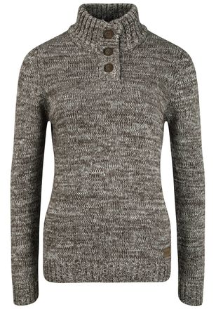 Oxmo OXPhilicita Damen Strickpullover Troyer Grobstrick Pullover 100% Baumwolle Regular fit, Gr&ouml;&szlig;e:L, Farbe:Dark Grey (792890)