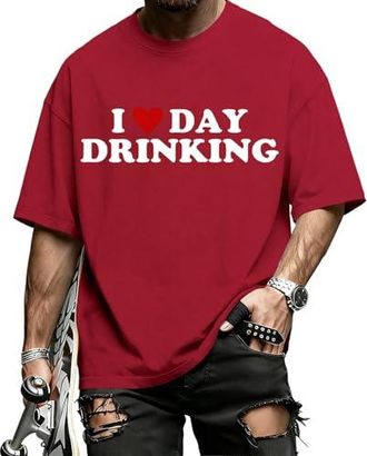 Generic T-shirts amusants pour hommes - Lettres imprim&eacute;es col rond en coton T-shirts d&eacute;contract&eacute;s tendance tendance coupe ample T-shirt quotidien vacances, ro