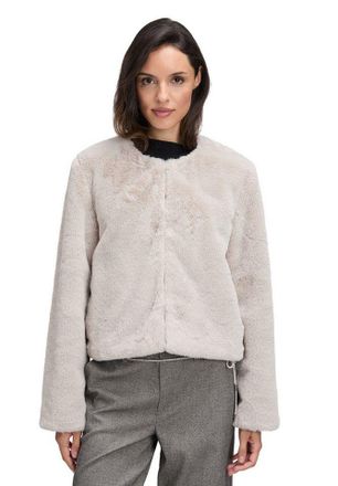 Cartoon Fellimitatjacke Damen mit Eingrifftaschen