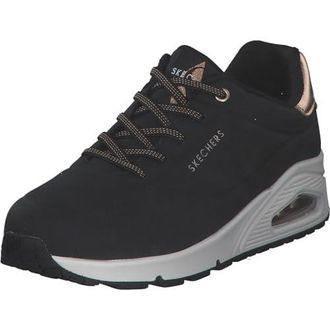 Skechers Femme Uno Shimmer Away Chaussures-lifestyle, Black Durabuck Rose Gold Duraleather Trim, 37 EU