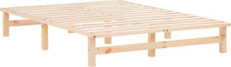 Homestyle4u Holzbett Palettenbett 140x200 mit Lattenrost Natur Bettgestell Bettrahmen Bett Holz Unbehandelt Kiefer Massiv