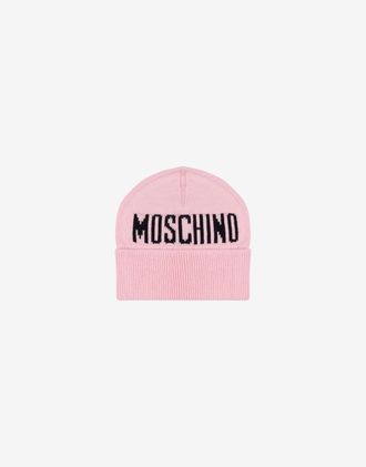Moschino Strickmütze mit Logo - Pink