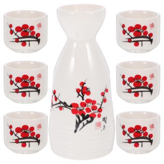 BESPORTBLE Japanisches Sake Zarter Sake kanne und Handgefertigten Tassen Glatte R&auml;nder Auslaufsicher Stilvolles Design f&uuml;r Zuhause und Besondere Anl&auml;sse