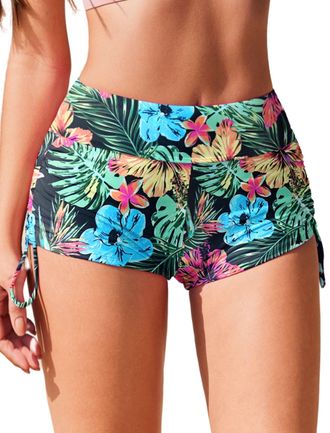 Ekouaer AIMAGE Badeshorts Damen Blumen Druck - Badehose Damen - Schwimmshorts Frauen - UV Schutz Schwimmhose Kurze Locker Boardshorts f&uuml;r Strand Surf Beach XX