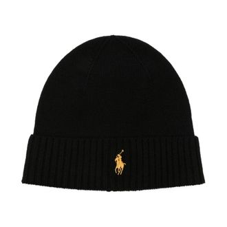 Polo Ralph Lauren Strickm&uuml;tze mit Stickerei - - Accessories - Herren - Schwarzk - ONE SIZE