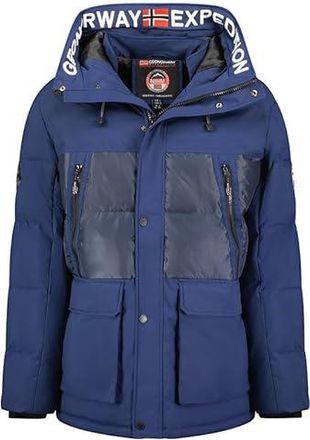 Geographical Norway Alegrou Men - Doudoune Homme Capuche - Chaude Matelassee Automne Hiver - Veste Manteau Chaud - Blouson Ski Coupe Vent Manches Longues Rembourrage - Pa