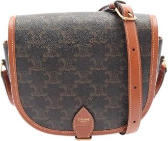 Celine Sac bandouli&egrave;re Pre-owned Folco moyen en toile enduite - Femme - Pre-owned - Brun - Taille: ONE Size