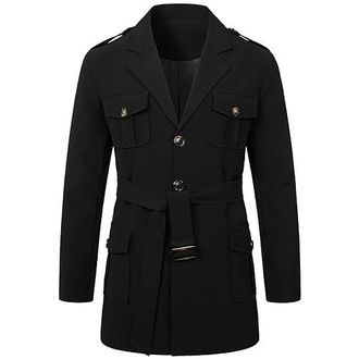 Generic Manteau Homme Hiver,Veste trench masculine l&eacute;g&egrave;re pour automne et hiver design slim &agrave; manches longues avec boutons manteau &eacute;l&eacute;gant et chemisier mascul