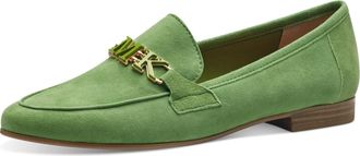 Marco Tozzi by Guido Maria Kretschmer Damen Loafer mit Absatz aus Leder Elegant, Grün (Apple), 39 EU