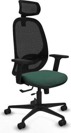 Piqueras y Crespo zylindrischer Schreibtischstuhl mit 2D-Armen, h&ouml;henverstellbarer Lendenwirbelst&uuml;tze und h&ouml;henverstellbarem Kopfteil und Neigungsverstellung, Schwarz/F