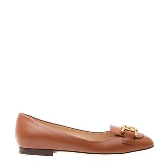 Tod's Ballerina Schuhe Cuoio Goldkette - - Shoes - Damen - Braun - 36 EU