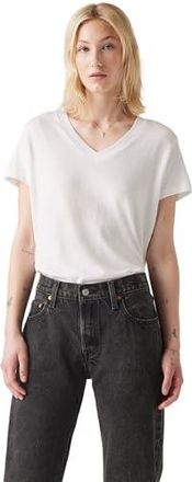 Levi's T-Shirt Boxy à col en V pour Femme, Blanc + flammé, S