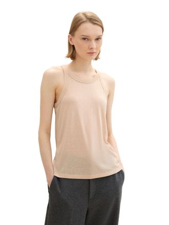 Tom Tailor Damen Basic Tanktop, bisque, M