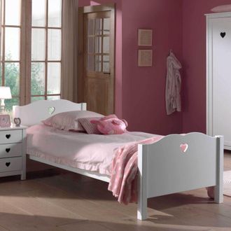 Les Tendances Lit enfant Amori 90x200cm pour fille - blanc