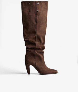 Bershka Bottes amples à talons - Marron-Brown