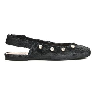 AGL Schwarze Samt Ballerinas mit Strass - - Shoes - Damen - Schwarzk - 38 1/2 EU