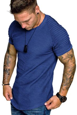Coofandy Herren T-Shirt Kurzarm Rundhals Fitness Runningshirt Sportshirt M&auml;nner Trainingsshirt Blau XL