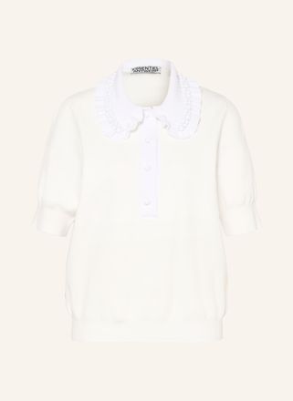 Essentiel Strick-Poloshirt Jewelry Mit Schmucksteinen Und R&uuml;schen weiss